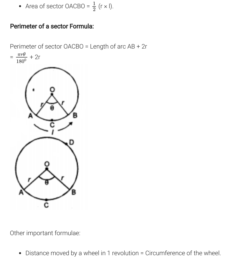 CLASS-10 MATHS FORMULAE AREA-RELATED-TO-CIRCLE for CBSE....