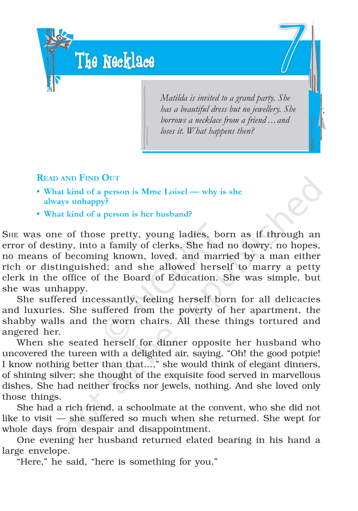NCERT Book Class 10 English Chapter 7 The Necklace NCERT Book Class 10 English Chapter 7 The Necklace