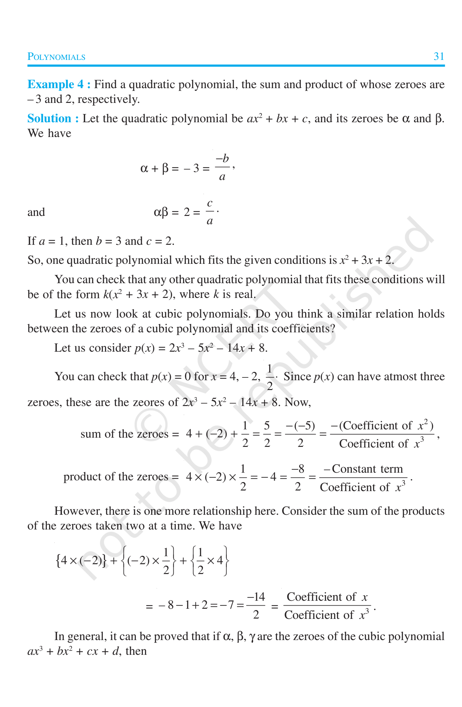 NCERT Book Class 10 (Maths) Chapter 2 Polynomials