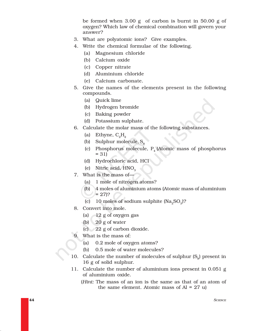 NCERT Book Class 9 (Science) Chapter 3 Atoms & Molecules
