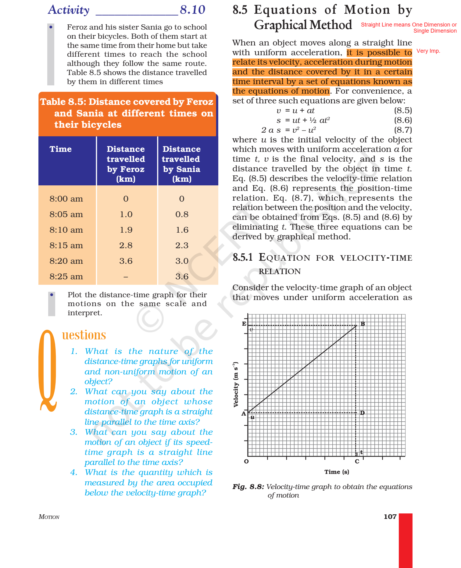 NCERT Book Class 9 (Science) Chapter 8 Motion Physics