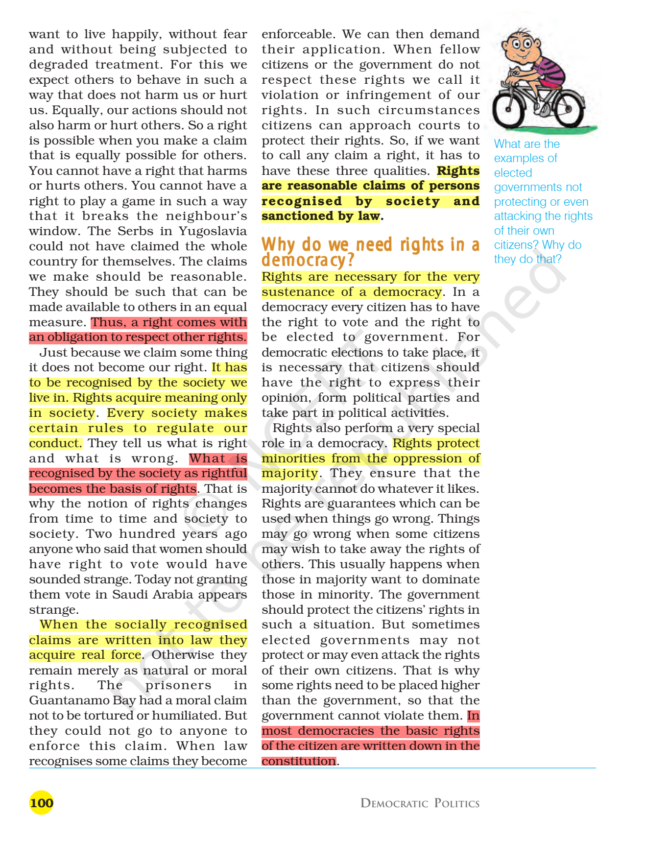 NCERT Book Class 9 Social Science (Civics) Chapter 6 Democratic Rights