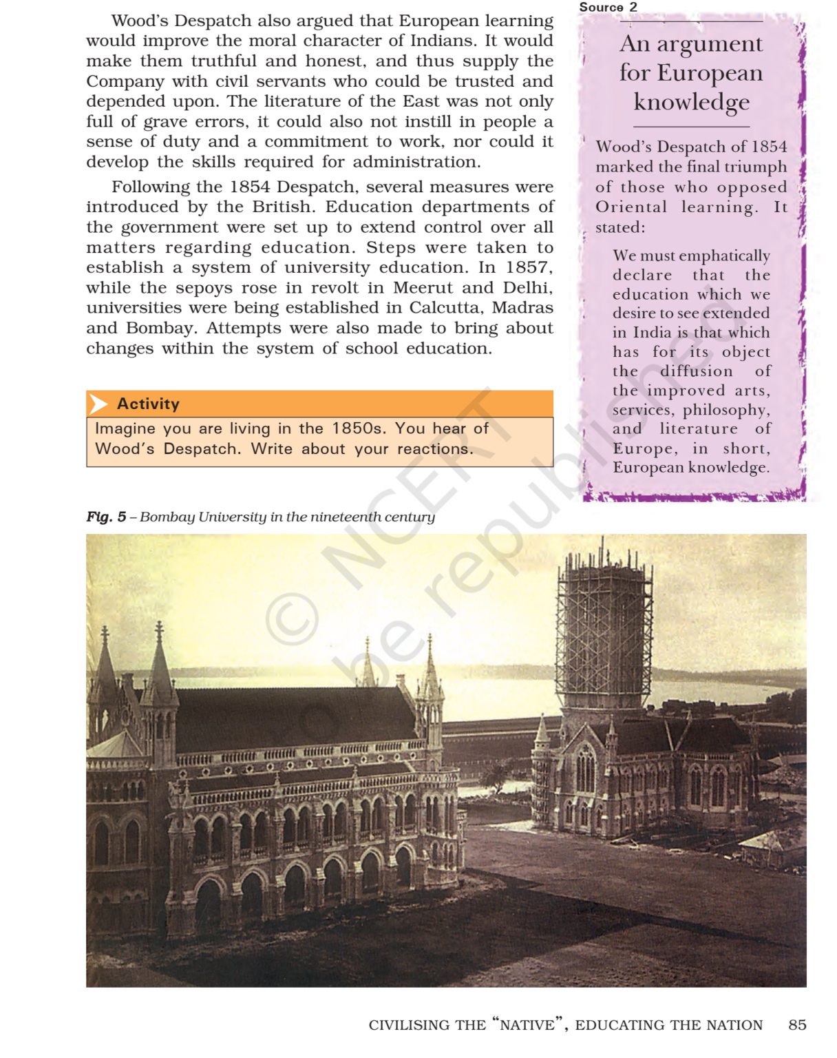NCERT Book Class 8 (History) Chapter 7 Civilising the Nation ...