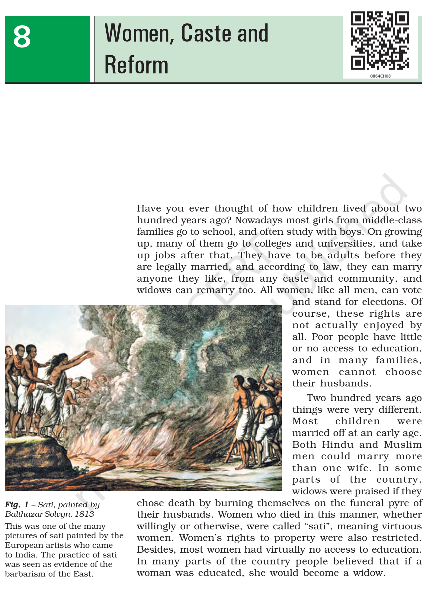NCERT Book Class 8 (History) Chapter 8 Women, Caste and Reform