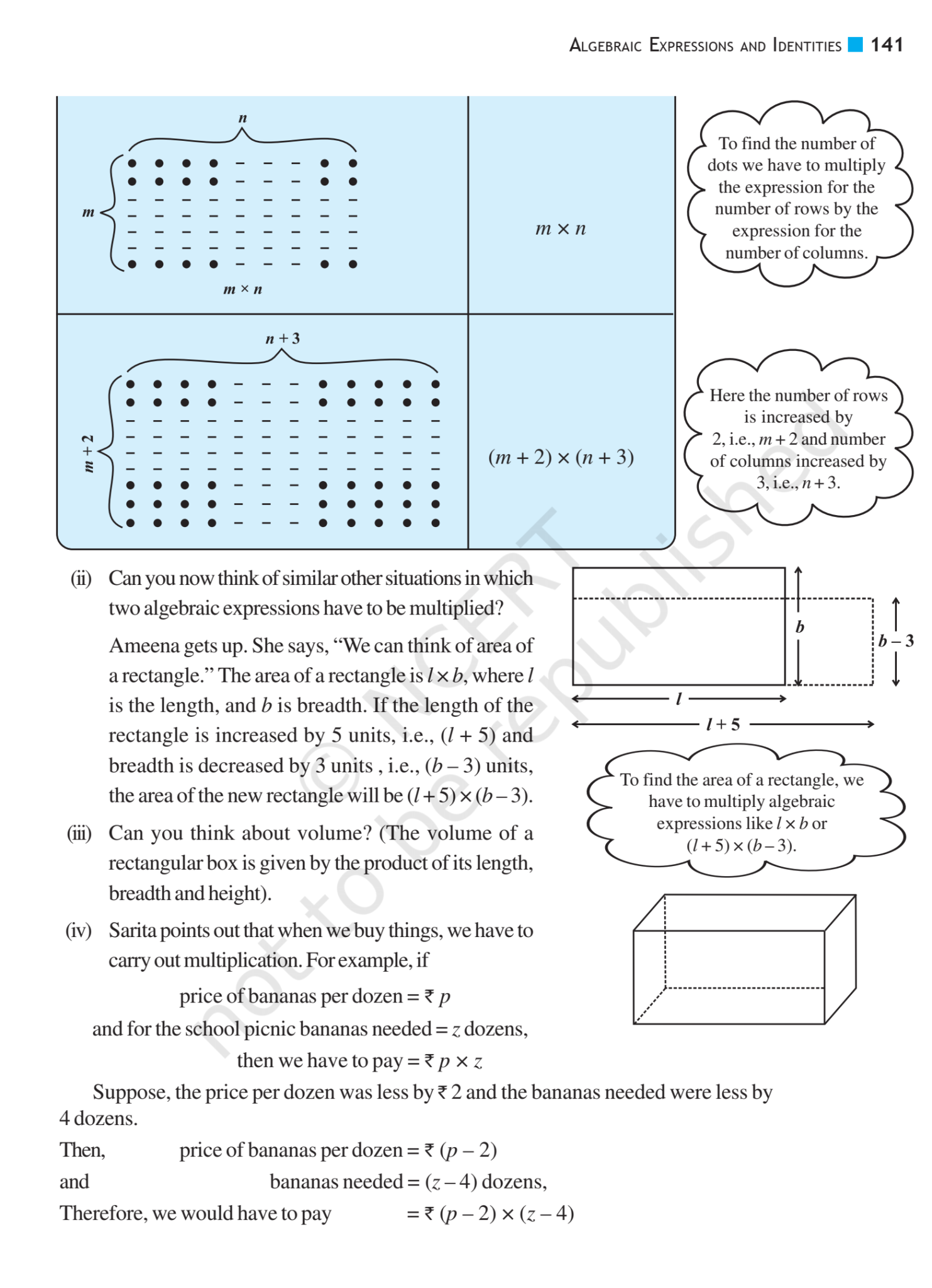 NCERT Book Class 8 (Maths) Chapter 9 Algebraic Expressions Identities