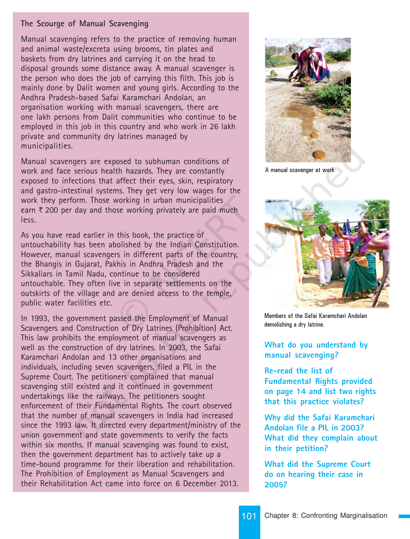 NCERT Book Class 8 (Civics) Chapter 8 Confronting Marginalisation