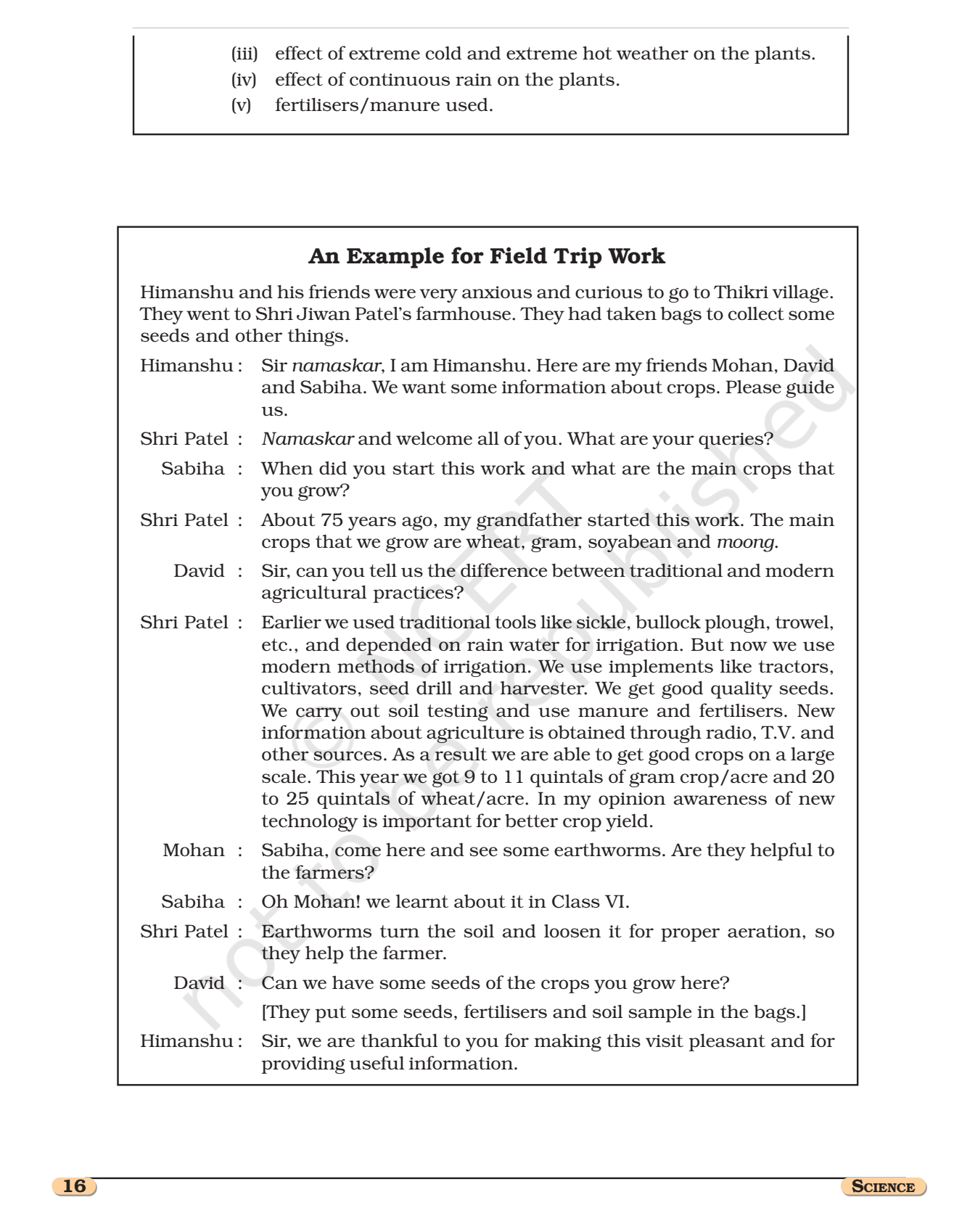 NCERT Book Class 8 (Science) Chapter 1 Crop Production and Management