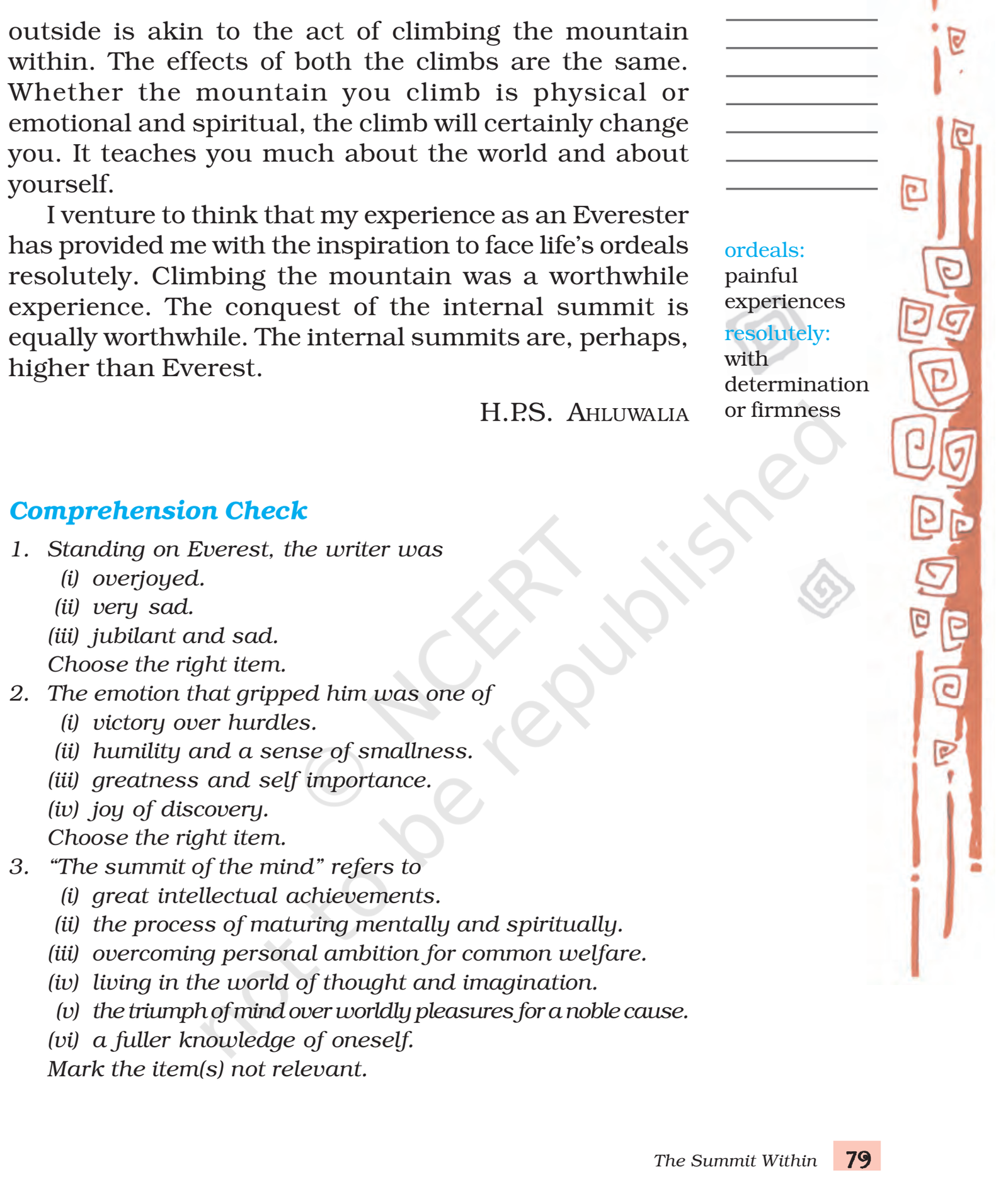NCERT Book Class 8 (English) Chapter 5 The Summit Within