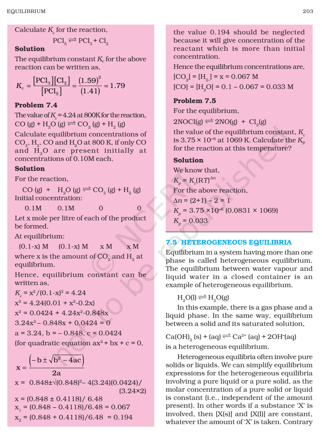 NCERT Book Class 11 Chemistry Chapter 7 Equilibrium
