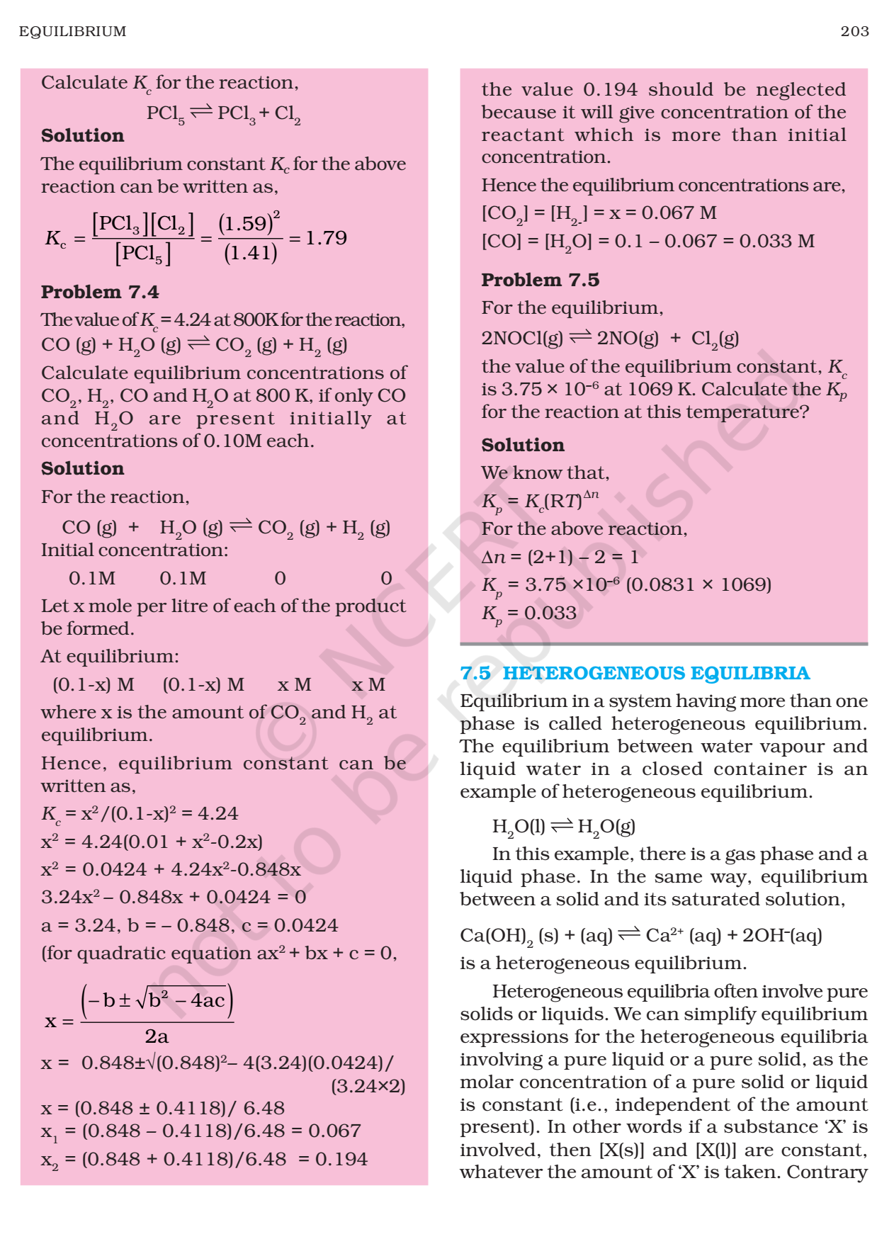 NCERT Book Class 11 Chemistry Chapter 7 Equilibrium