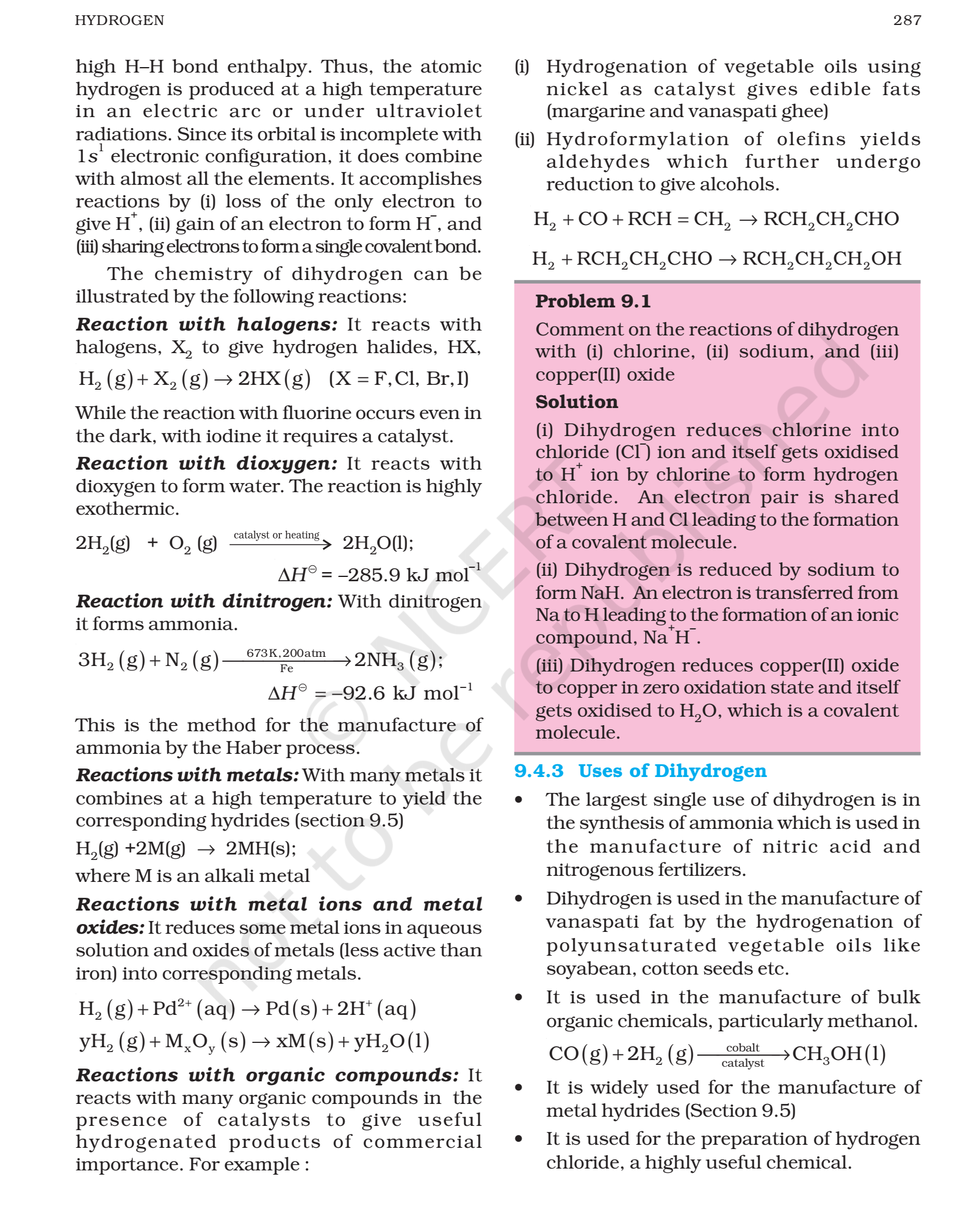 NCERT Book Class 11 (Chemistry) Chapter 9 Hydrogen