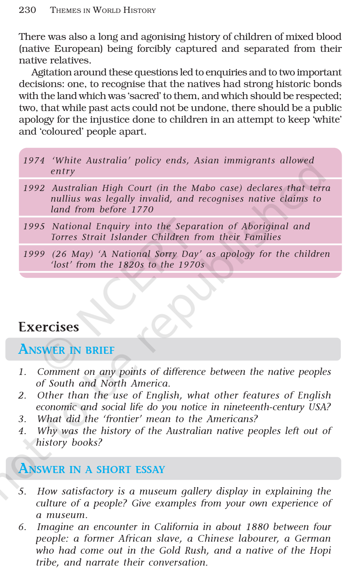 NCERT Book Class 11 (History) Chapter 10 Displacing Indigenous Peoples