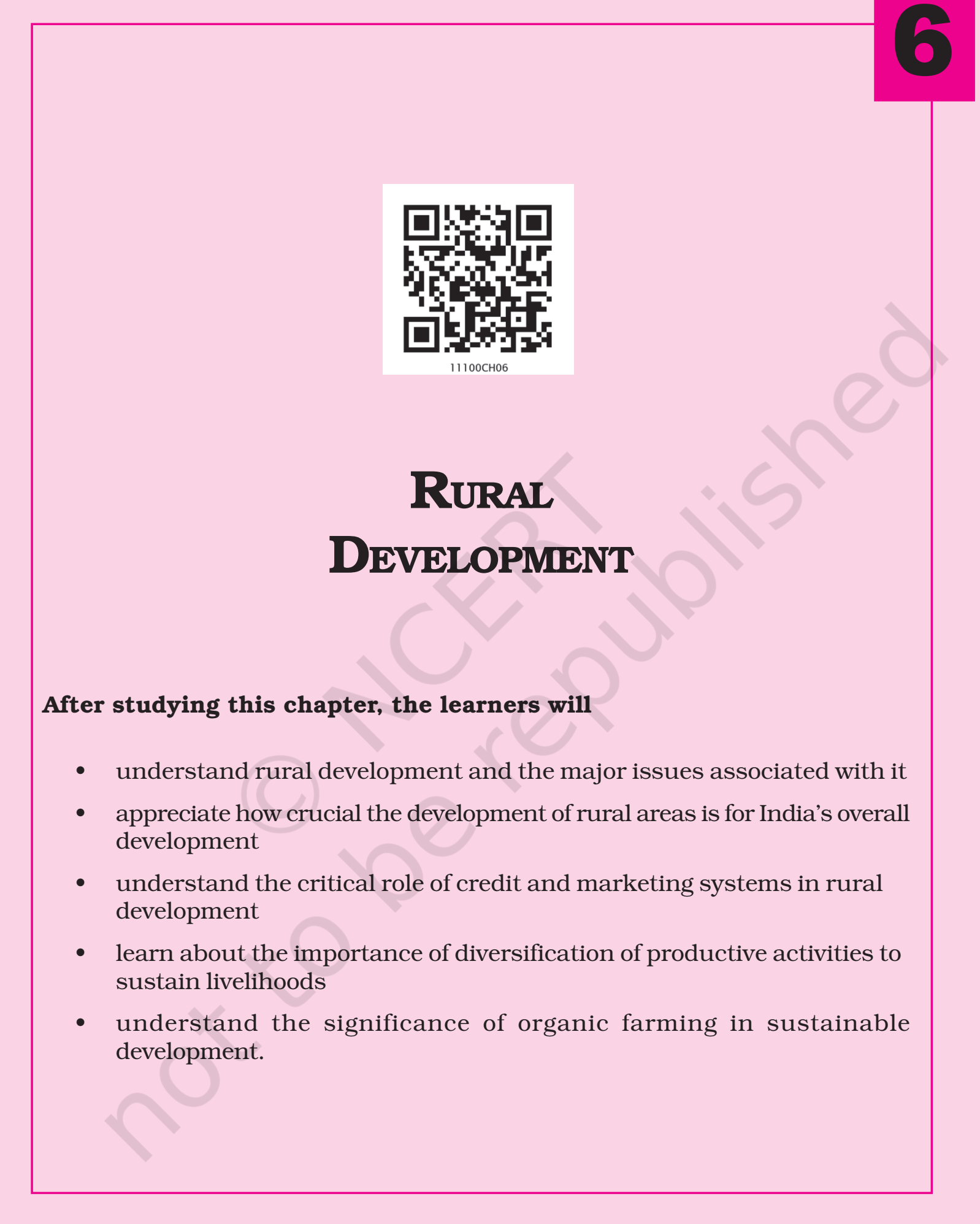 NCERT Book Class 11 (Economics) Chapter 6 Rural Development