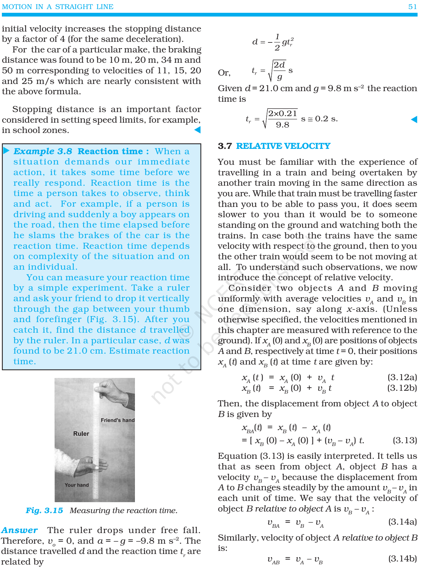 NCERT Book Class 11 (Physics ) Chapter 3 Motion in a Straight Line