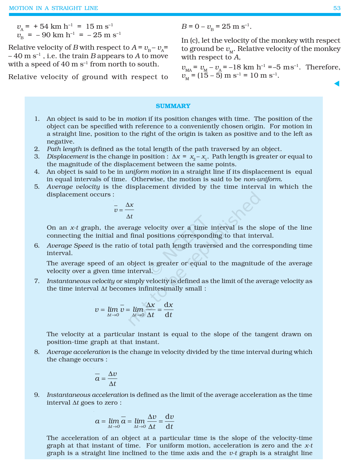 NCERT Book Class 11 (Physics ) Chapter 3 Motion in a Straight Line