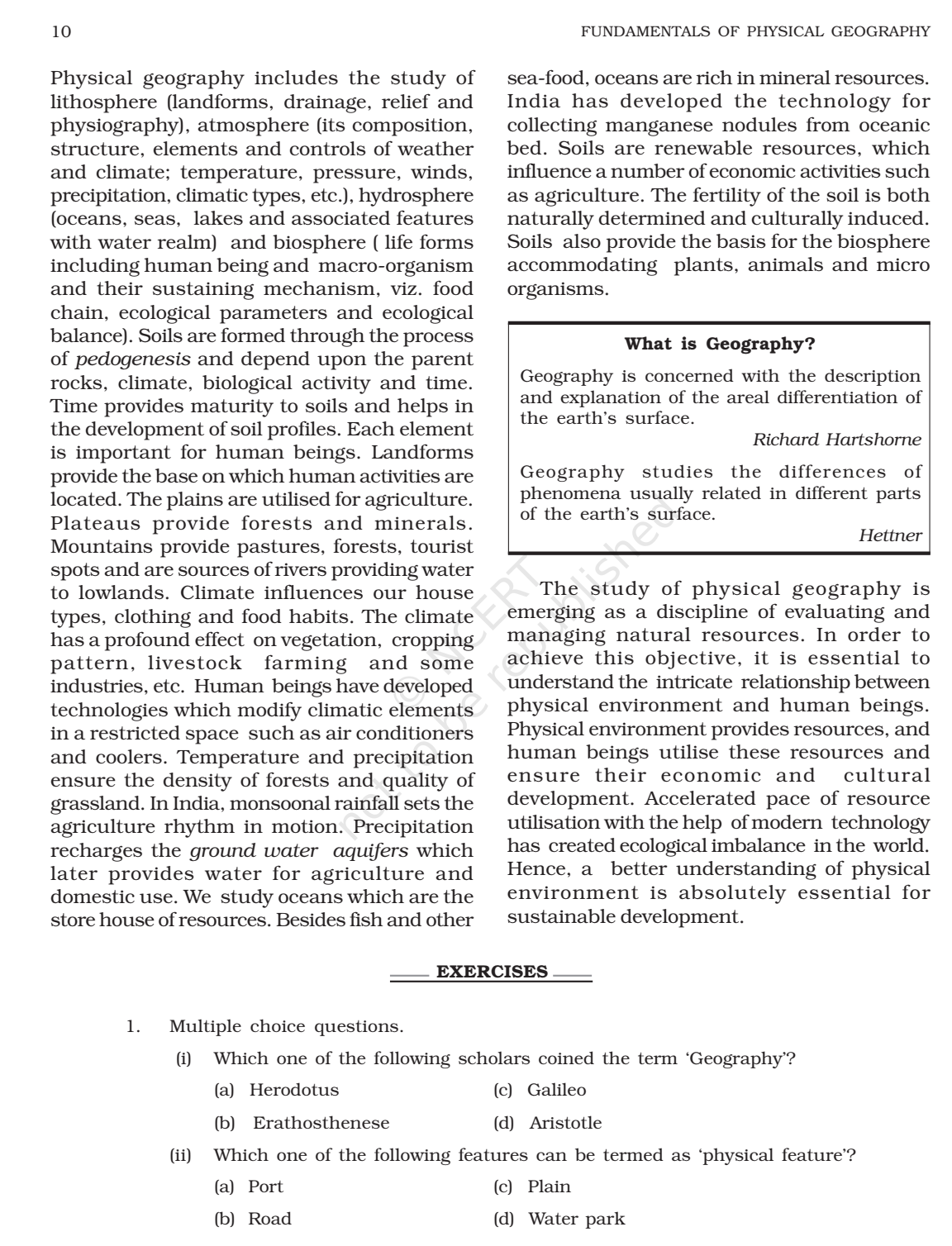 NCERT Book Class 11 (Geography) Chapter 1 Geography as a Discipline