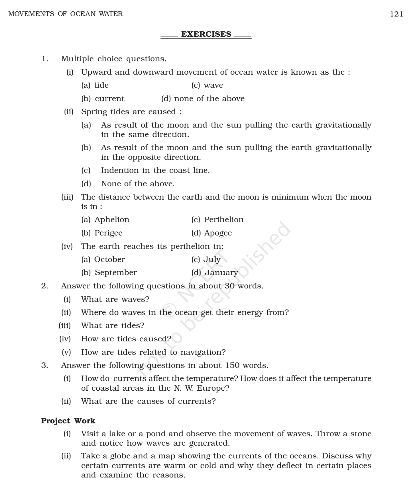 NCERT Book Class 11 (Geography) Chapter 14 Movements of Ocean Water