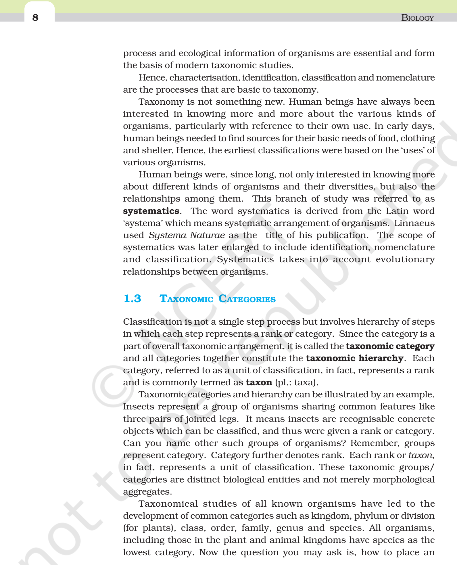 NCERT Book Class 11 (Biology) Chapter 1 The Living World