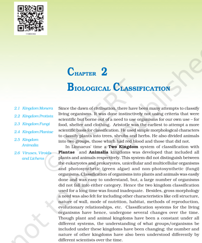 NCERT Book Class 11 (Biology) Chapter 2 Biological Classification