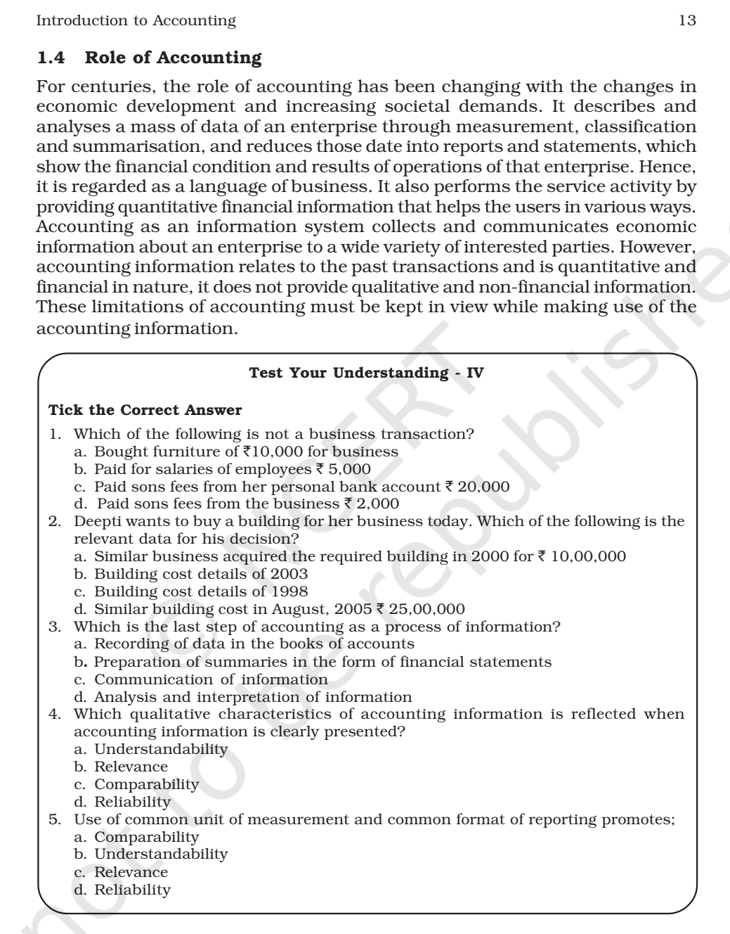 NCERT Book Class 11 (Accountancy) Chapter 1 Introduction to Accounting