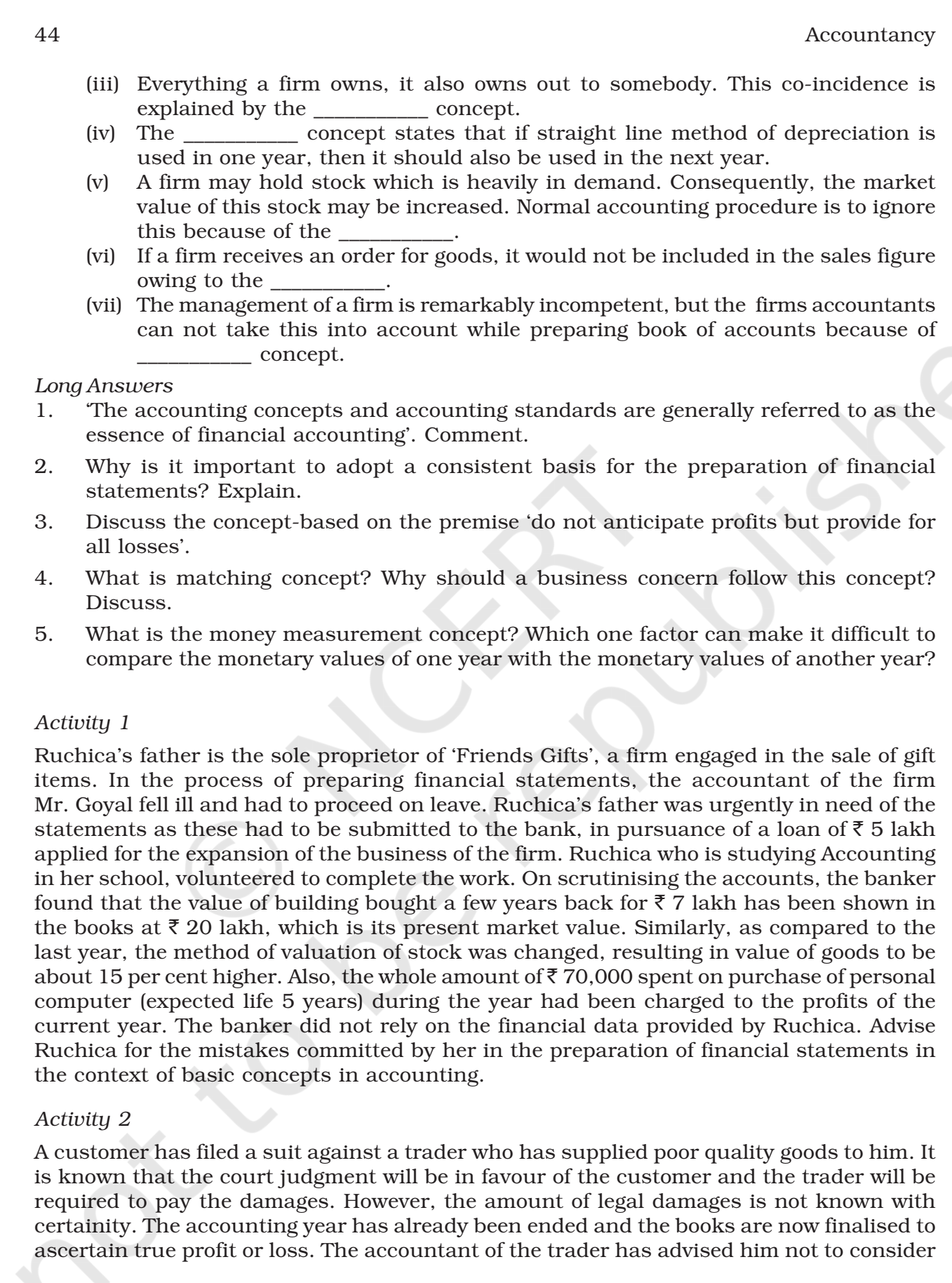 NCERT Book Class 11 (Accountancy) Chapter 2 Theory Base of Accounting