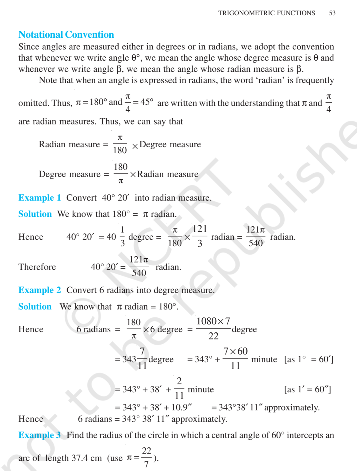 NCERT Book Class 11 (Maths) Chapter 3 TRIGONOMETRIC FUNCTIONS
