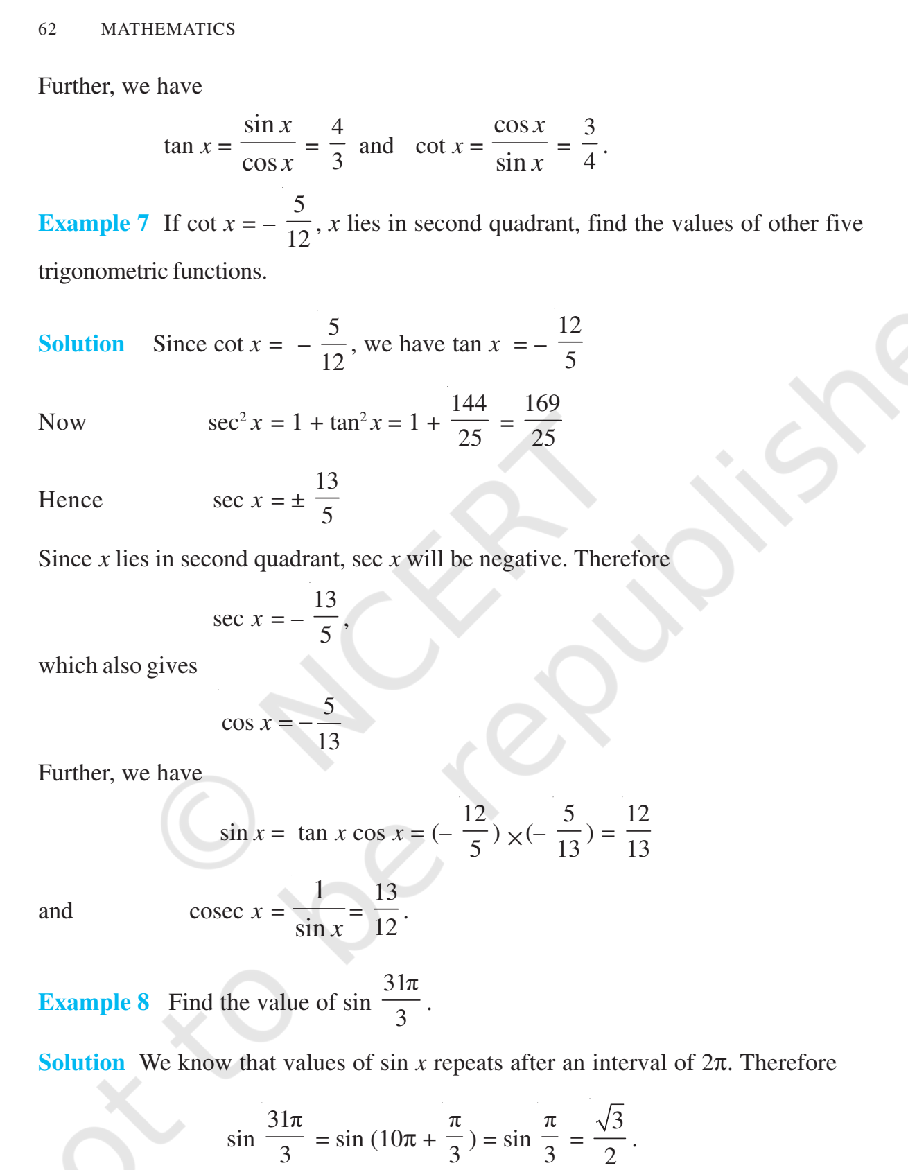 NCERT Book Class 11 (Maths) Chapter 3 TRIGONOMETRIC FUNCTIONS