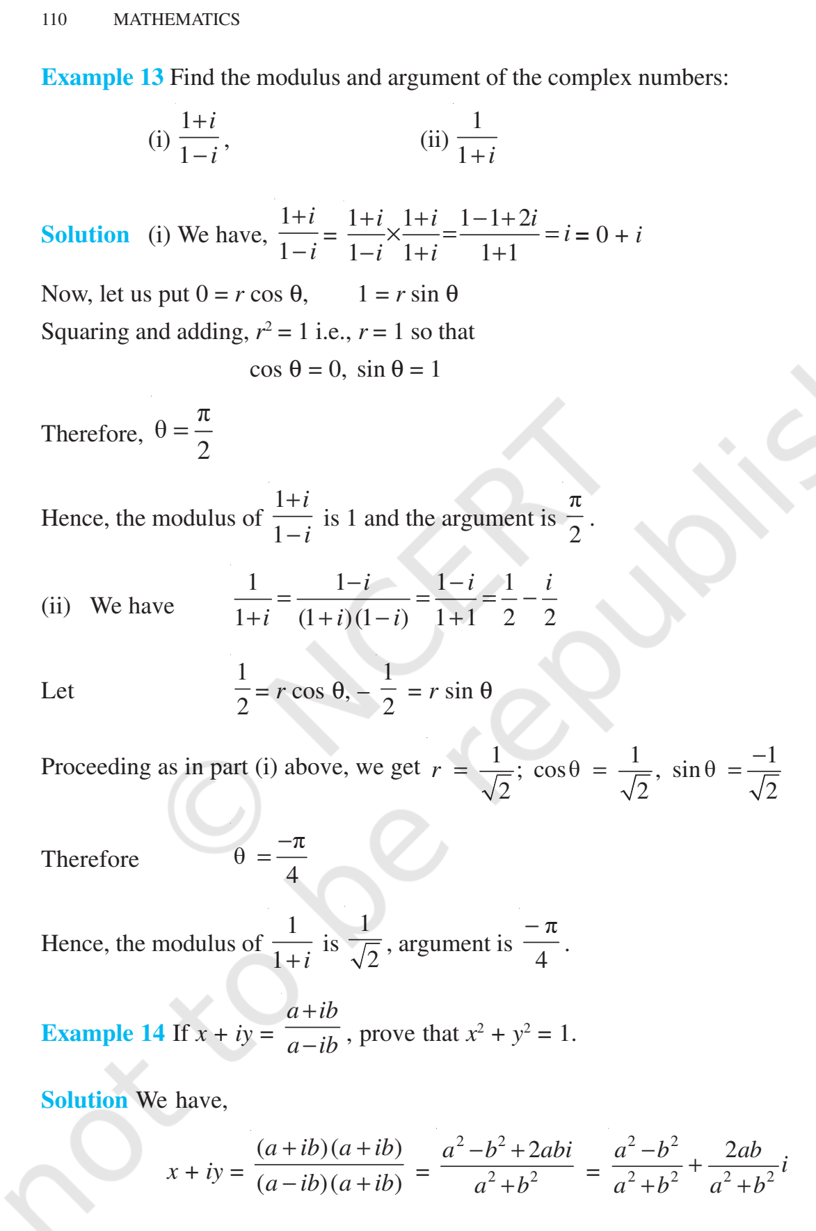 NCERT Book Class 11 (Maths) Chapter 5 COMPLEX NUMBERS AND QUADRATIC ...