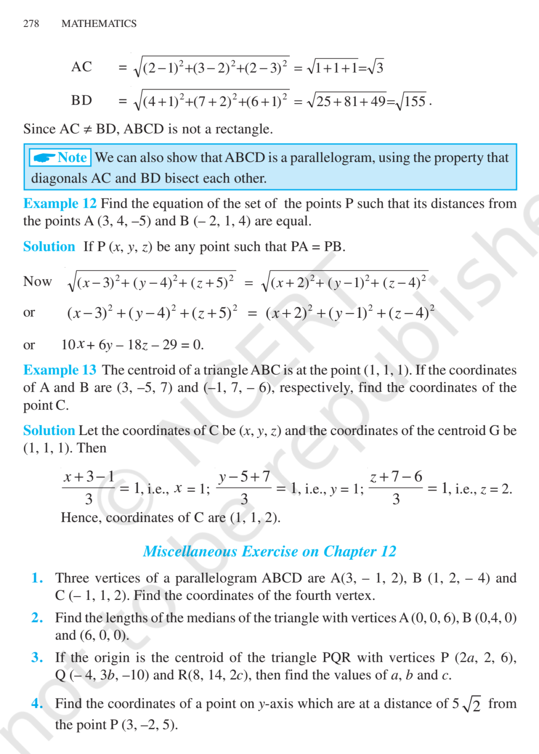 NCERT Book Class 11 (Maths) Chapter 12 INTRODUCTION TO THREE ...