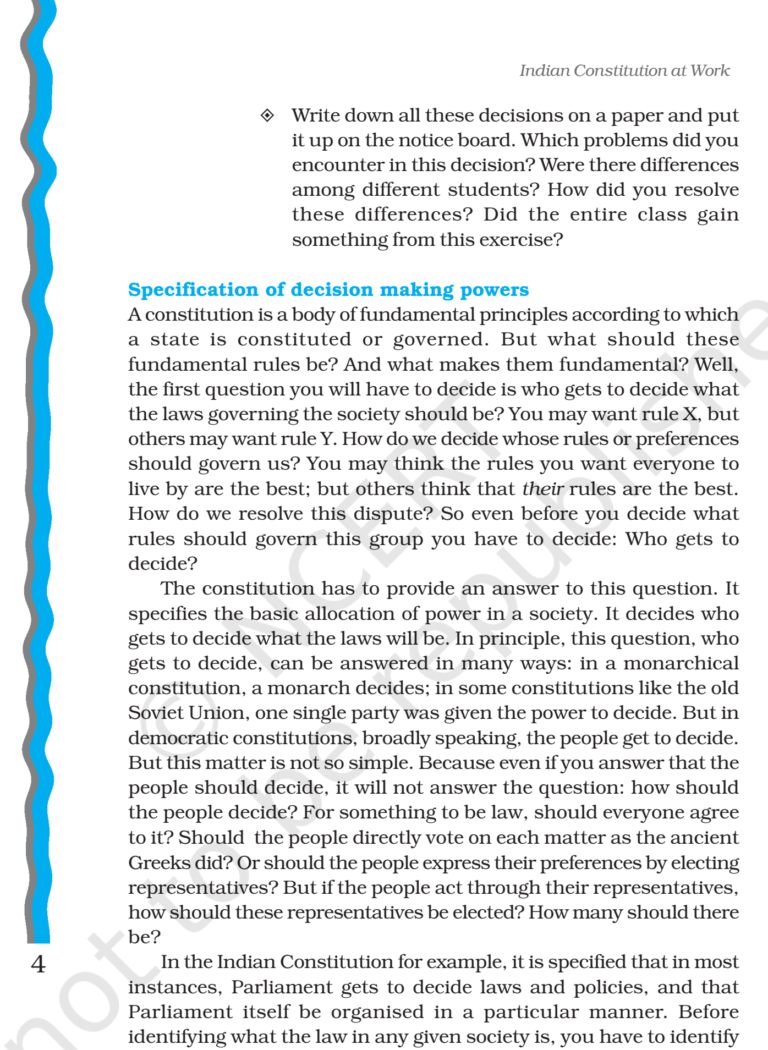 NCERT Book Class 11 (Political Science) Chapter 1 Constitution: Why and ...