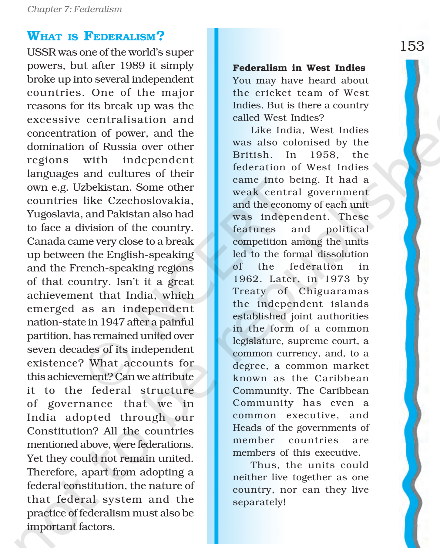 NCERT Book Class 11 (Political Science) Chapter 7 Federalism