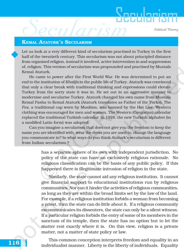 NCERT Book Class 11 (Political Science) Chapter 8 Secularism