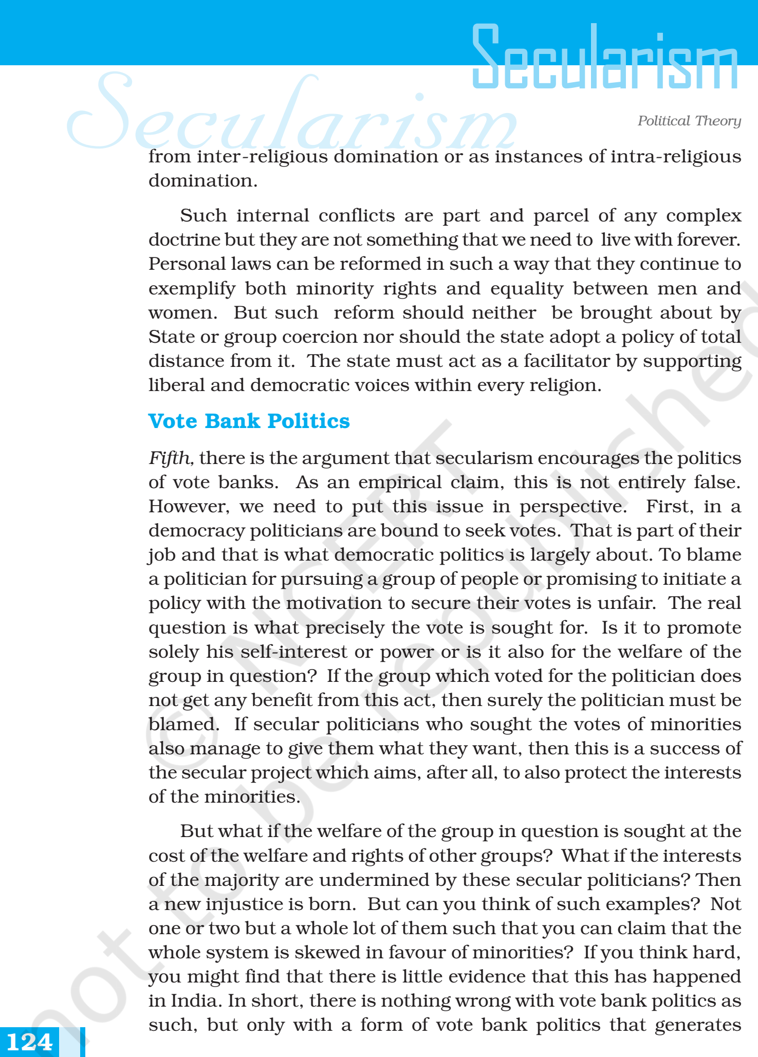 NCERT Book Class 11 (Political Science) Chapter 8 Secularism