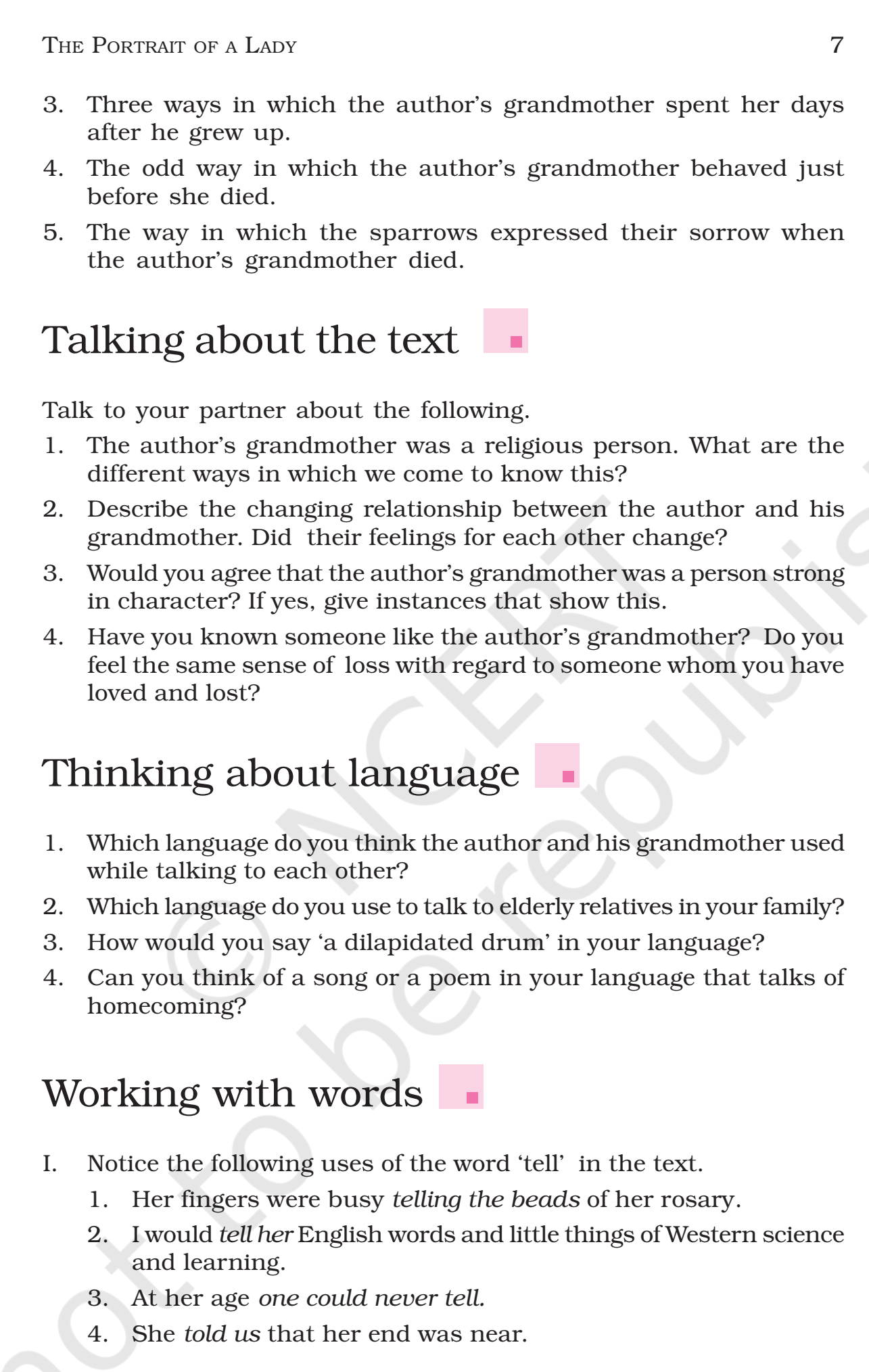 NCERT Book Class 11 (English) Chapter 1 The Portrait of a Lady