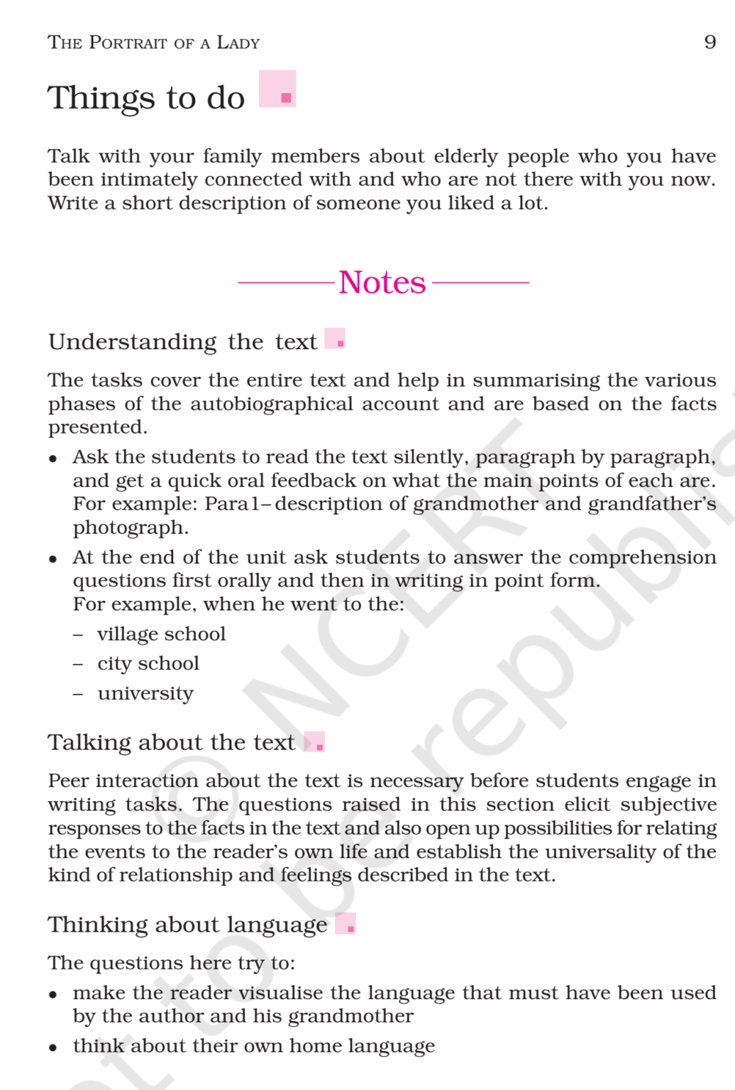 NCERT Book Class 11 (English) Chapter 1 The Portrait of a Lady