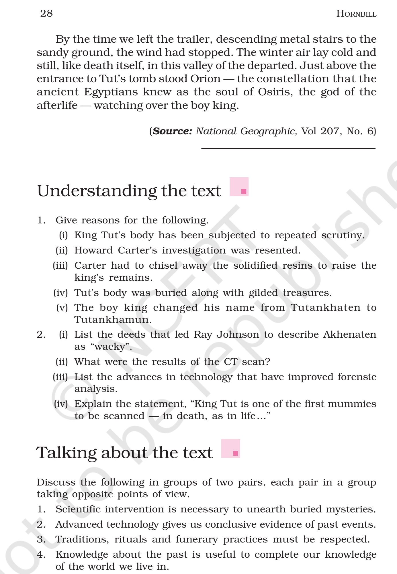 NCERT Book Class 11 (English) Chapter 3 Discovering Tut: The Saga ...