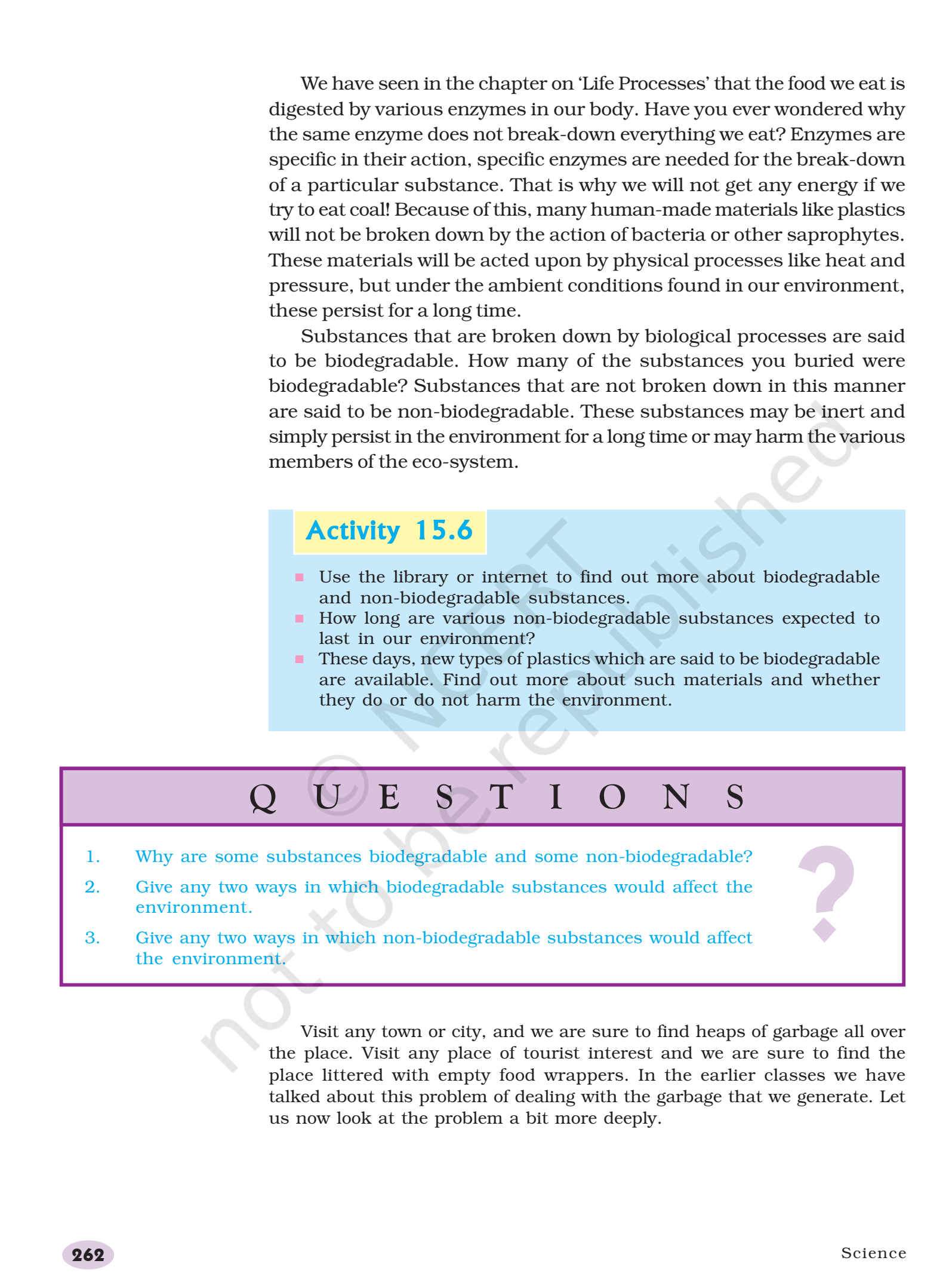 NCERT Book Class 10 (Science) Chapter 15 Our Environment