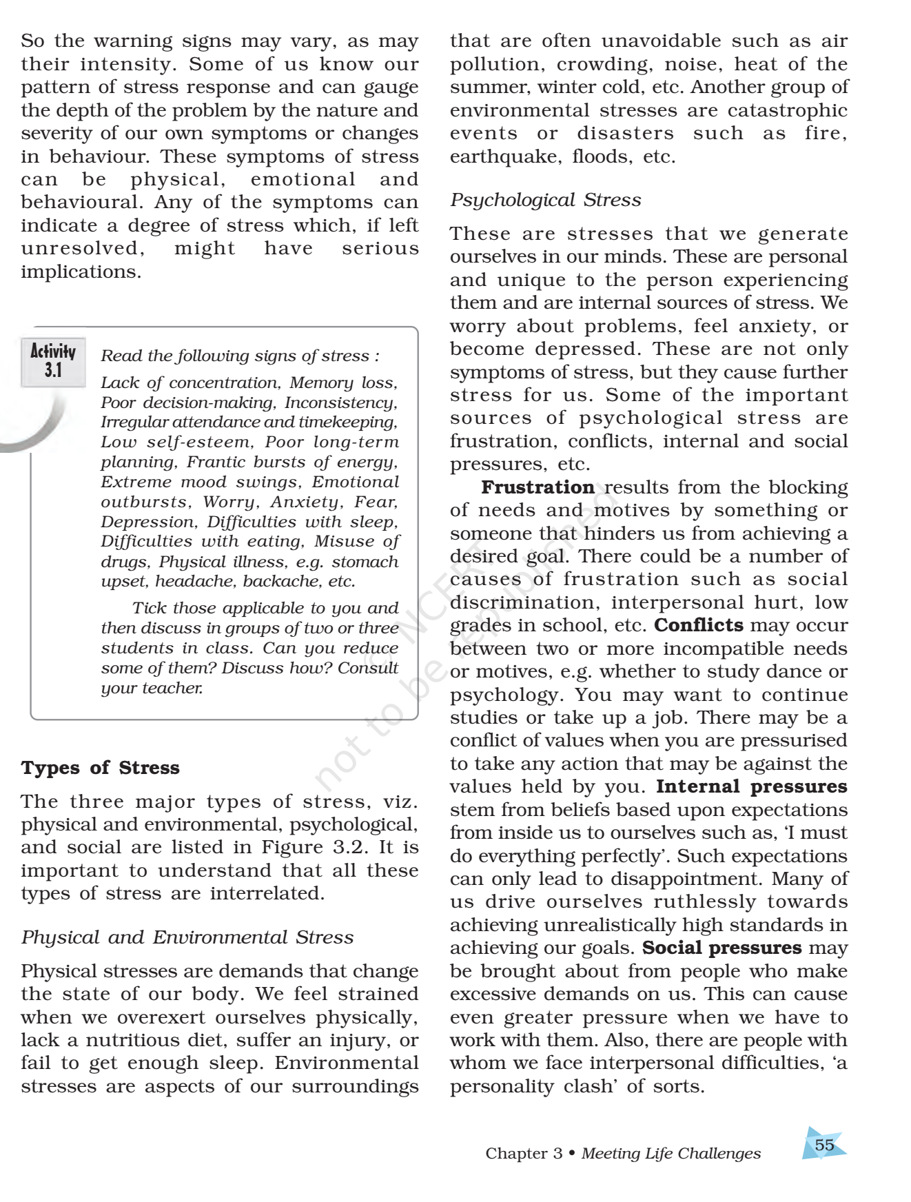 NCERT Book Class 12 (Psychology) Chapter 3 Meeting Life Challenges