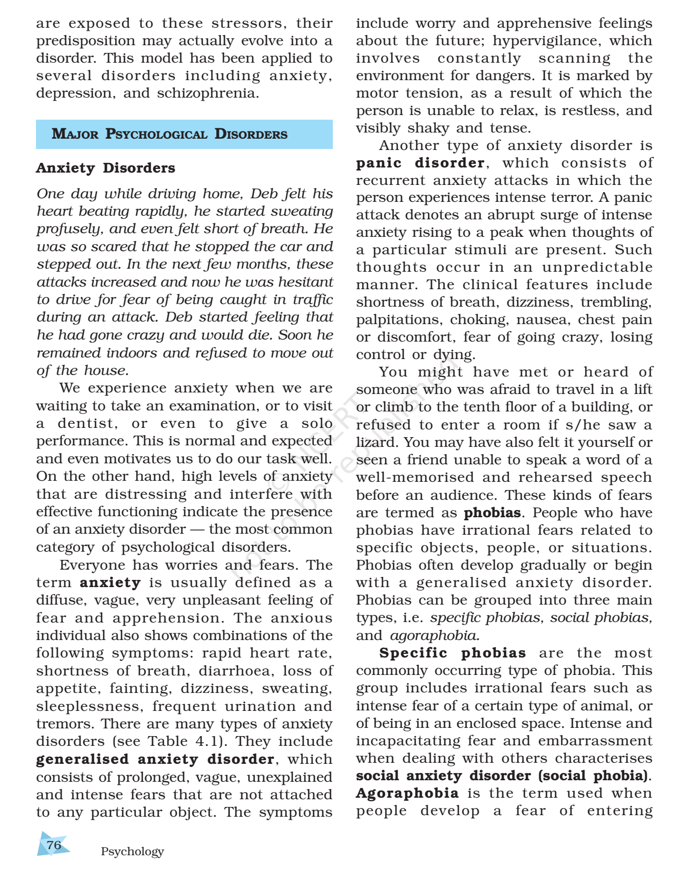 NCERT Book Class 12 (Psychology) Chapter 4 Psychological Disorders