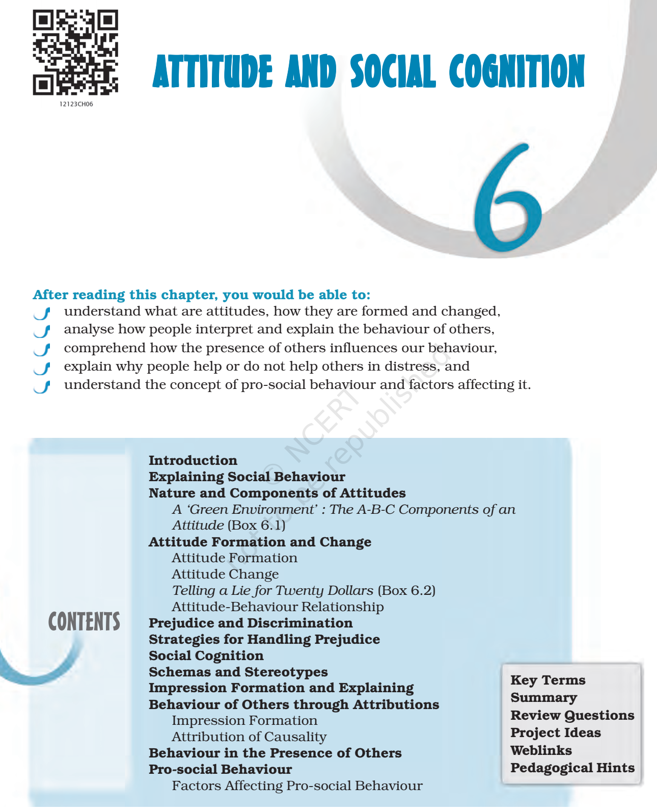 NCERT Book Class 12 (Psychology) Chapter 6 Attitude And Social Cognition