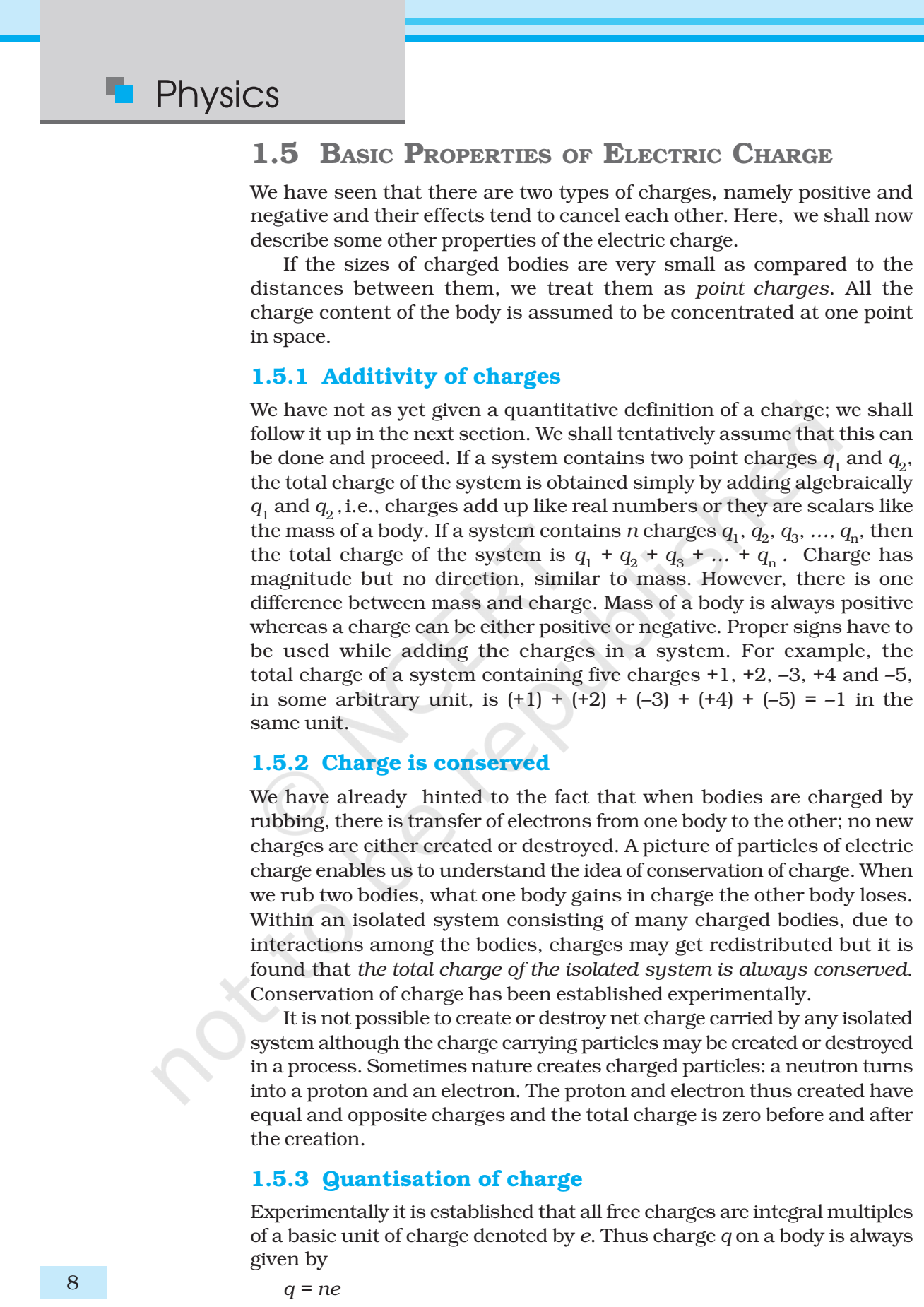 NCERT Book Class 12 (Physics) Chapter 1 Electric Charges And Fields