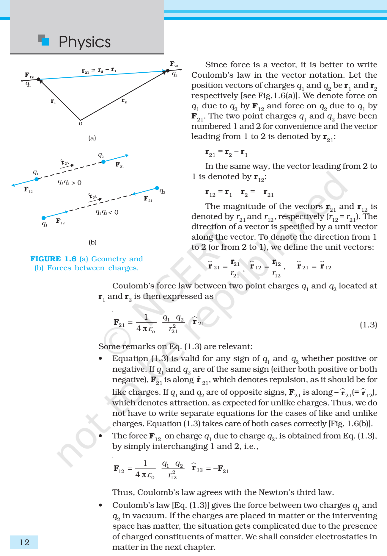 NCERT Book Class 12 (Physics) Chapter 1 Electric Charges And Fields