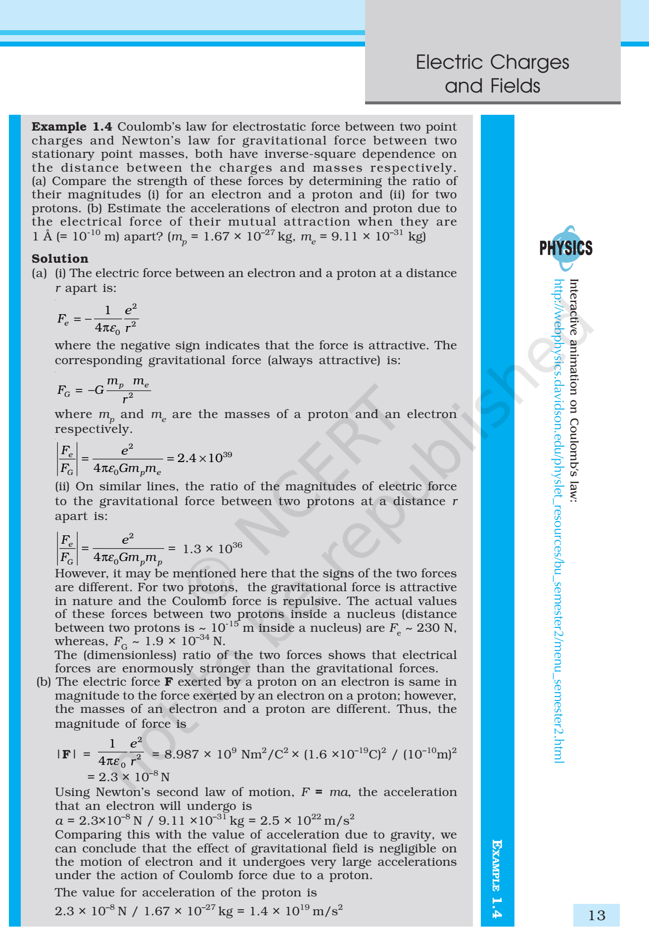 NCERT Book Class 12 (Physics) Chapter 1 Electric Charges And Fields