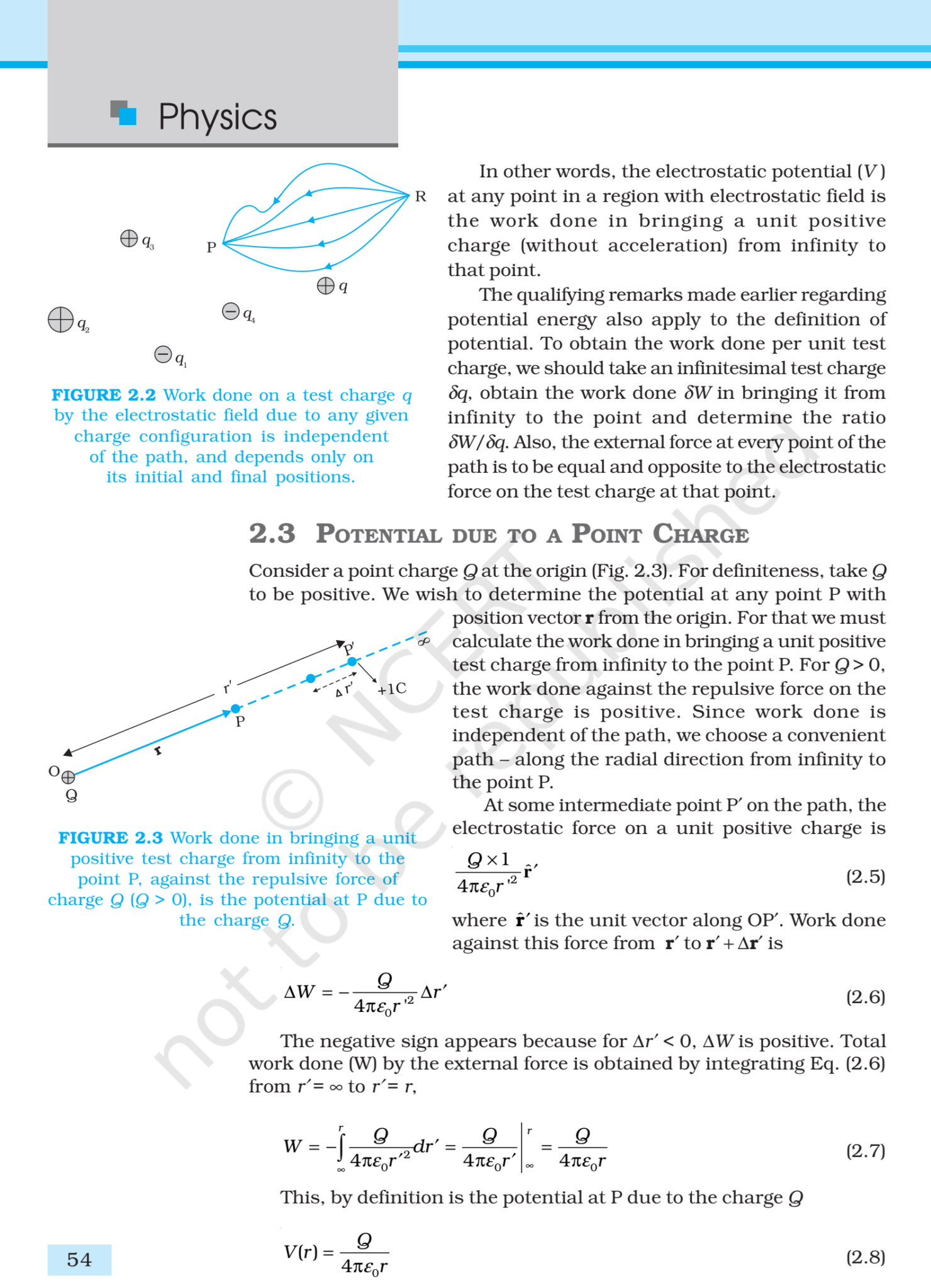 NCERT Book Class 12 (Physics) Chapter 2 Electrostatic Potential And ...
