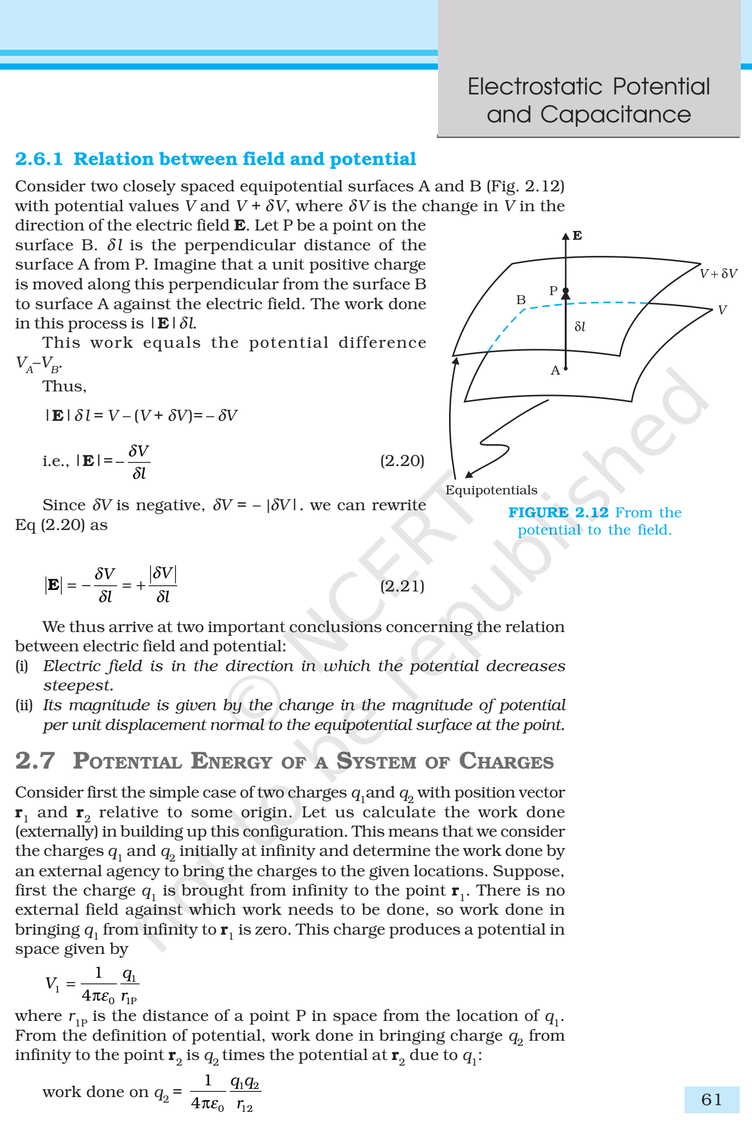 NCERT Book Class 12 (Physics) Chapter 2 Electrostatic Potential And ... NCERT Book Class 12 (Physics) Chapter 2 Electrostatic Potential And ...