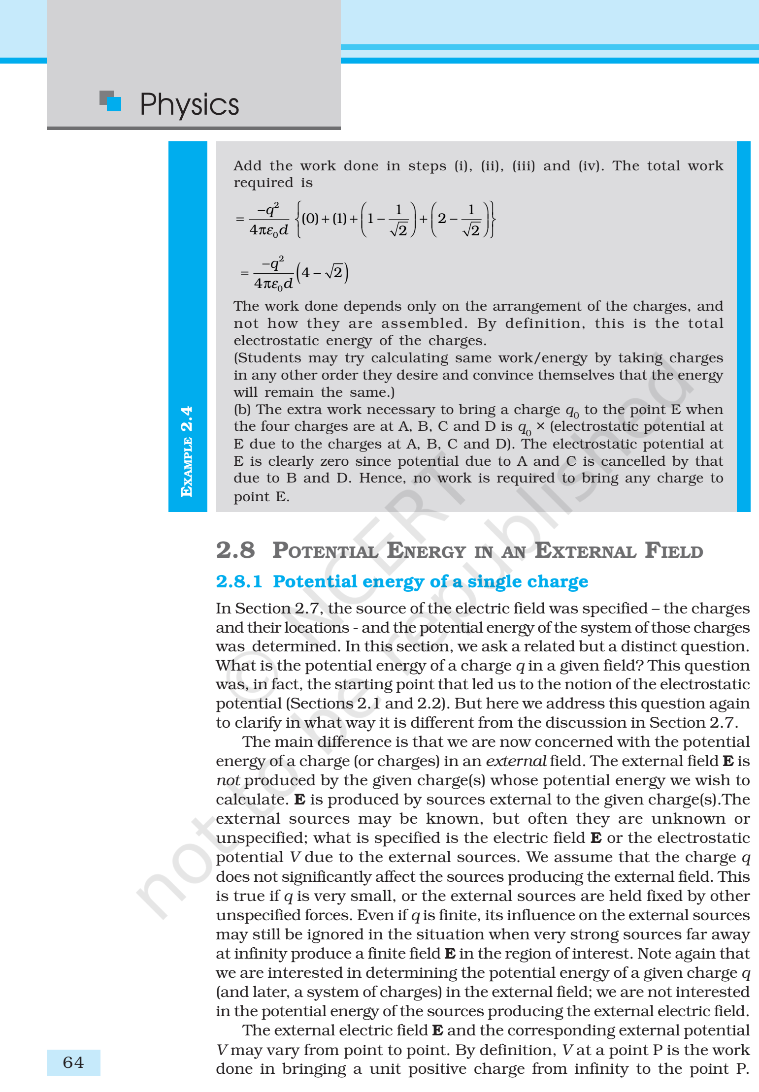 NCERT Book Class 12 (Physics) Chapter 2 Electrostatic Potential And ...