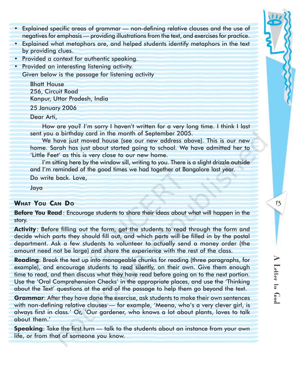 NCERT Book Class 10 (English) Chapter 1 A Letter to God