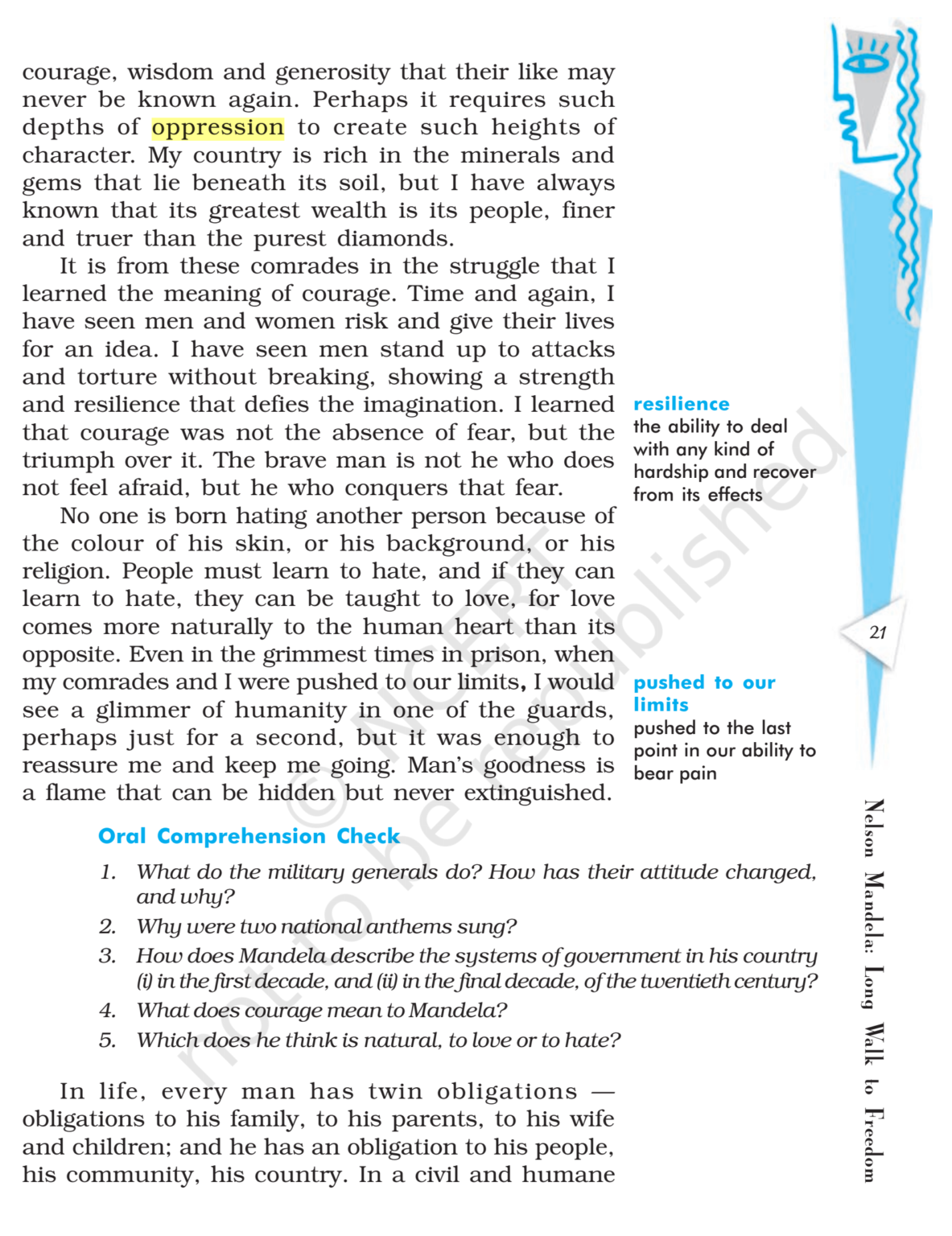 NCERT Book Class 10 (English) Chapter 2 Nelson Mandela: Long Walk to ...