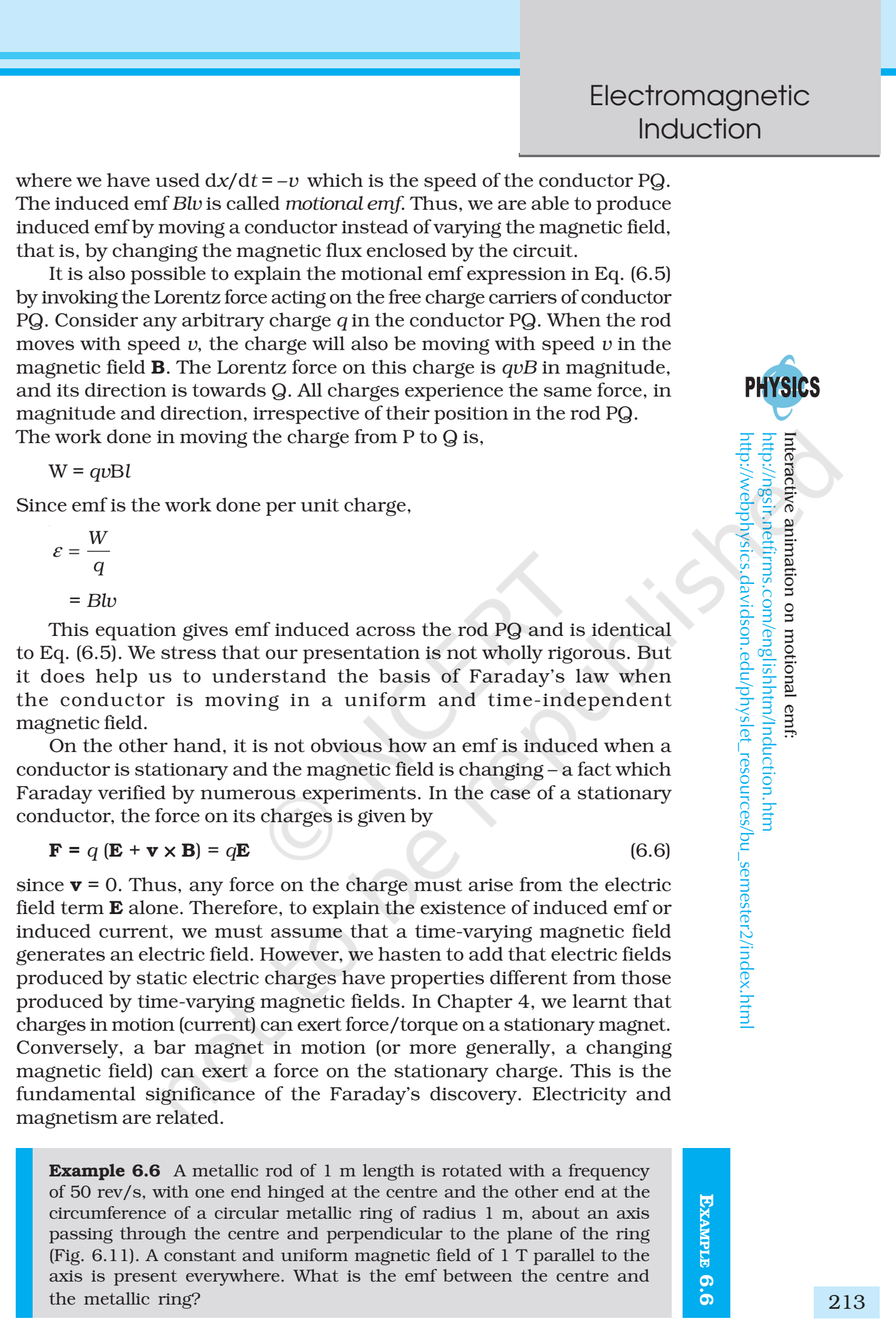 NCERT Book Class 12 (Physics) Chapter 6 Electromagnetic Induction