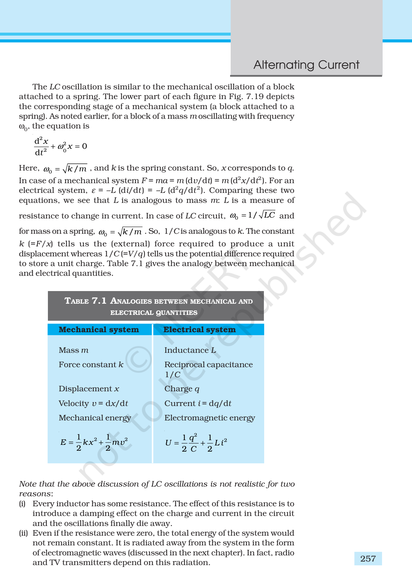 NCERT Book Class 12 (Physics) Chapter 7 Alternating Current